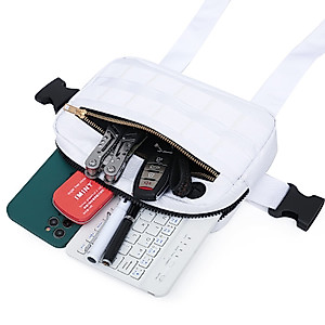 Outdoor Water Resistant Chest Bag for Men,Tactical EDC Chest Pack with Built-in Phone Holder, Lightweight Utility Chest Rig Pouch for Workouts, Running,Cycling,Hiking (M, White)