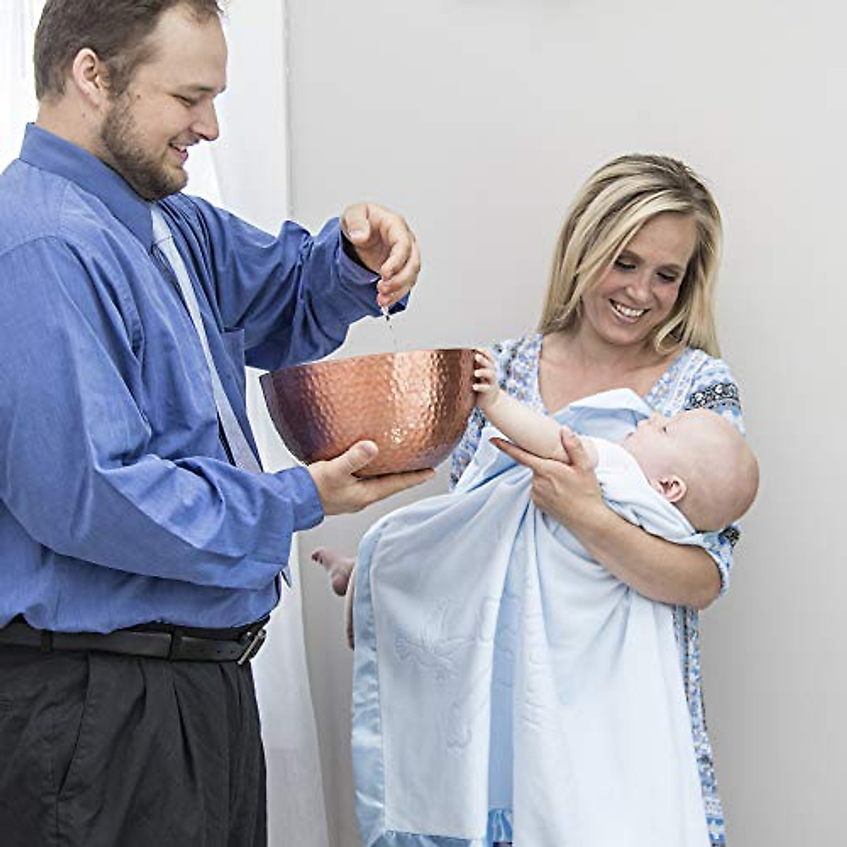 Custom Catch Personalized Baptism Baby Blanket Gift - Boy Name for Christening (Blue, 1 Text Line)