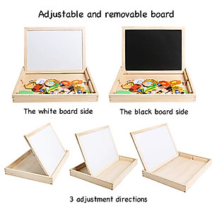 Skrtuan Wooden Educational Toys Magnetic Puzzles for Kids Wooden Art Easel Double Side Educational Learning Games for Boys Girls Children