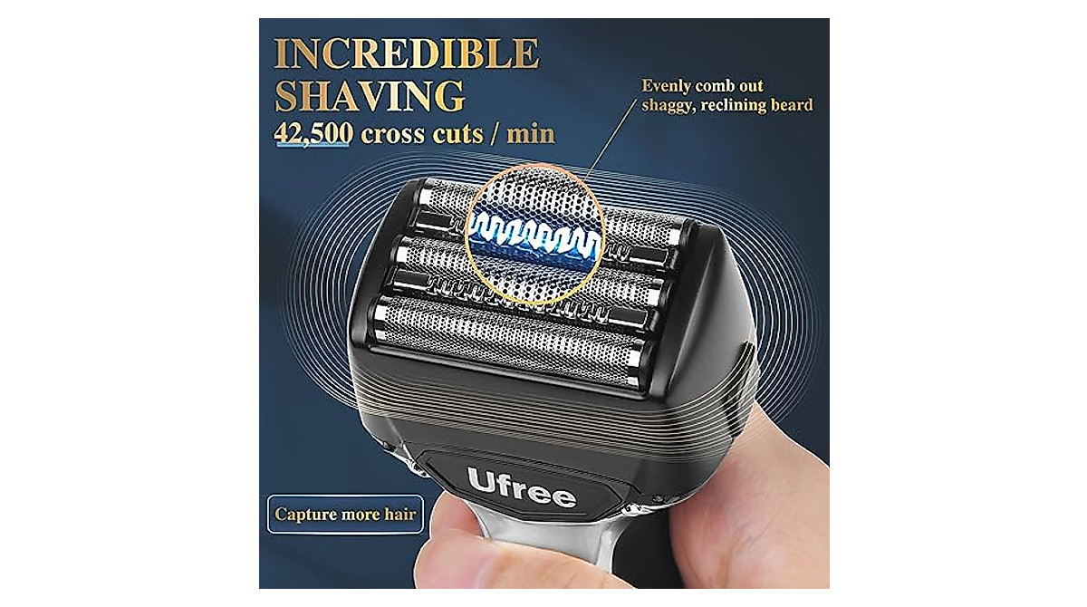 Ufree Men’s Waterproof Electric Razor with 5 Blades & Trimmer