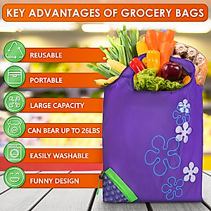5 Pcs Cute Reusable Grocery Bags in Pouch - Fruit Shaped Reusable Bags With Handles Reusable Shopping Bags Foldable Fruit Tote Bag Washable Grocery Bags - Foldable Reusable Shopping Bag Folding Bags