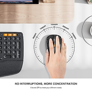 Wireless Macro Mouse, ProtoArc EM12 2.4G Ergonomic Mouse with 8 Programmable Buttons, Type-C Rechargeable Mouse, 2400 DPI, Symmetrical Computer Mouse for Laptop PC Mac, for Right & Left Hand Black