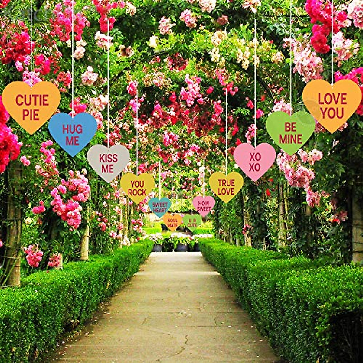 KatchOn, Felt Valentine Conversation Hearts Decor - Pack of 12, No DIY | Valentines Day Decor | Valentines Decorations Outdoor | Conversation Hearts Decorations | Valentine Window Decorations