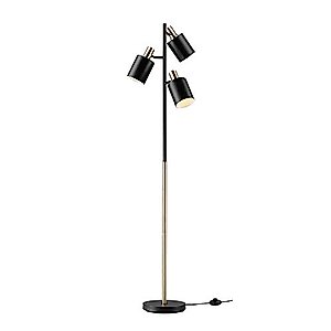 Globe Electric 67354 67" 3-Light Track Tree Lamp, Matte Black, Matte Brass Accents, Floor Lamp for Living Room, Adjustable Lamp, Home Office Accessories, Home Improvement, Reading Lamp