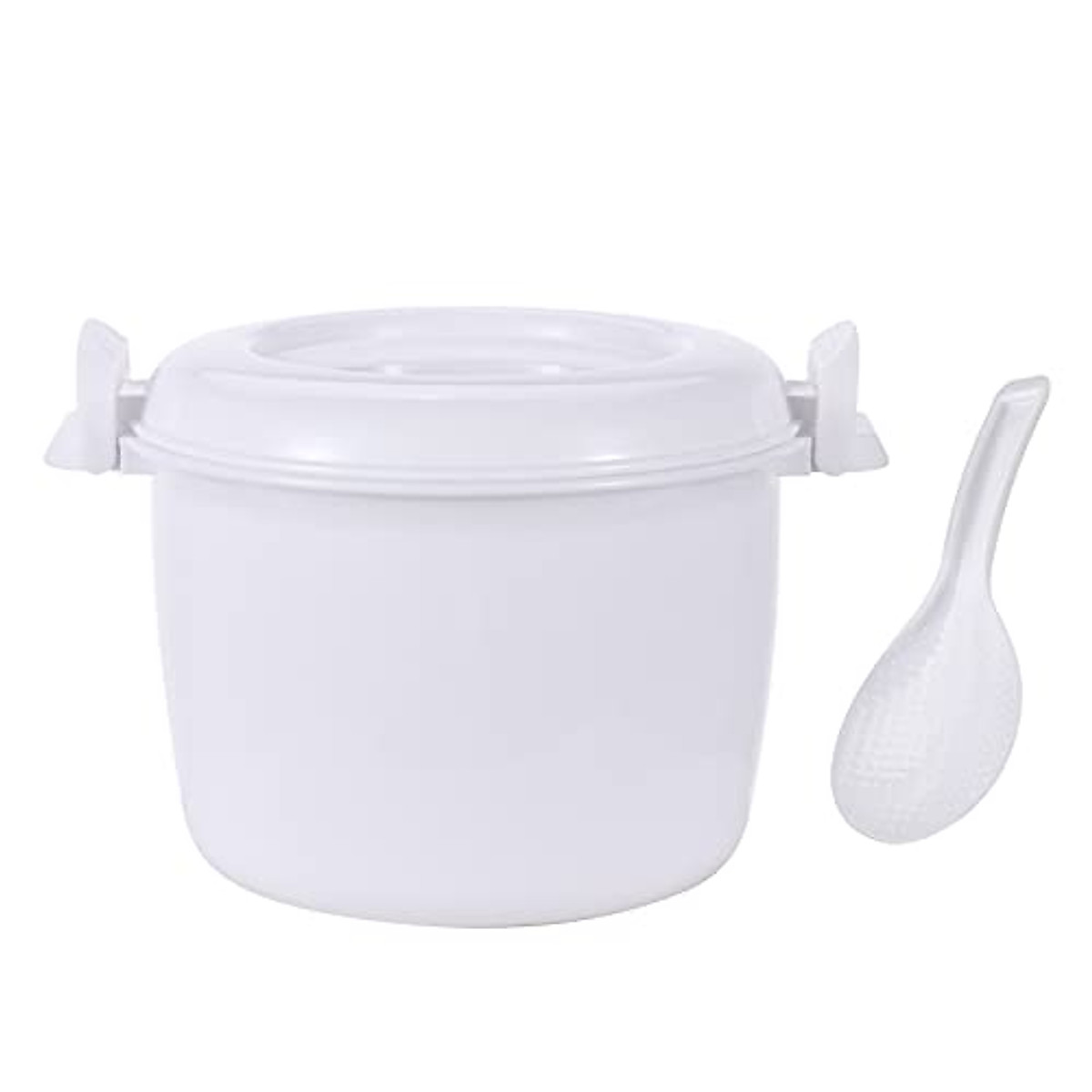 FEESHOW Portable Microwave Rice Cooker with Rice Paddle Food Steamer Pot White Small