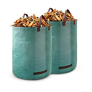 Garnen 72 Gallon Garden Waste Bags (2 Pack), Heavy Duty Reusable/Collapsible Leaf Basket Bags with 4 Reinforced Handles for Lawn Yard Pool Plant Trash Trimming Gardening Containers