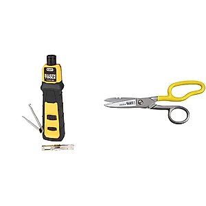 Klein Tools VDV427-300 Impact Punchdown Tool, 66/110 Blade & 21010-6-SEN Free-Fall Snip, Scraper, File, Serrated Blades