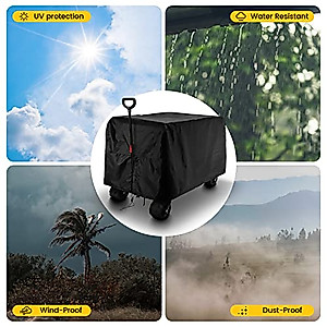 RitPin Cover for Folding Utility Wagon Cart, 420D Heavy Duty Outdoor Collapsible Garden Wagon Cart Cover, Waterproof Dustproof UV Resistant