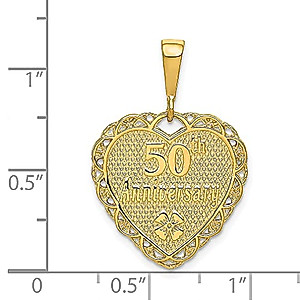 IceCarats 14K Yellow Gold Reversible 50th Anniversary Necklace Charm Pendant 29mm x 20mm Only