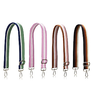 Allzedream Purse Strap Replacement Crossbody Handbag Stripe Wide Adjustable (Brown Pink, Silver Hardware)