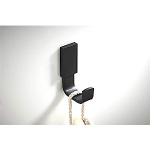 Flybath Coat Hook Brass Robe Towel Hooks Contemporary Style Matte Black Finish Wall Mounted - 1 Pack