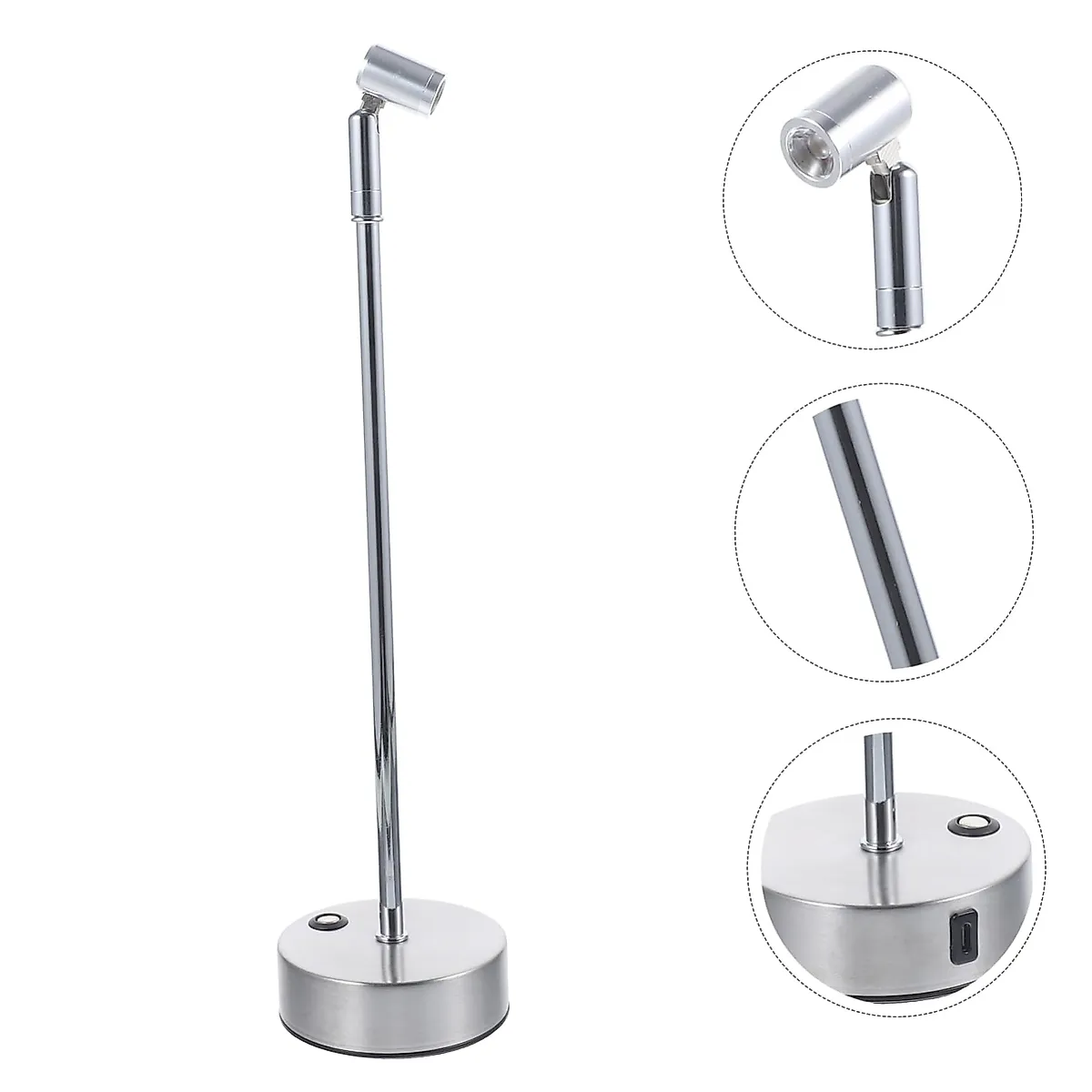 Yardenfun Led Rotating Light Tabletop Bar Spotlight Atmosphere Spotlight Lamp Stainless Steel 1600mah Bar Cafe Study Lamp