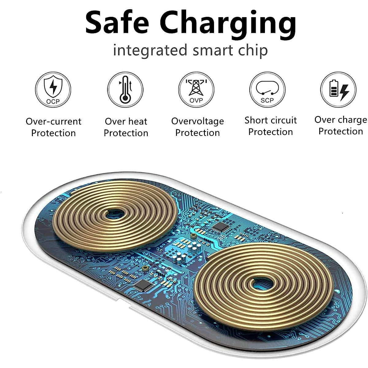 Dual 20W Wireless Charging Pad, 2 in 1 Fast Wireless Charge Mat with Adapter Compatible with iPhone 15 14 13 12 11 Pro max XS XR 8plus, Samsung Galaxy S23 S22 Note20, Air pods Pro/Galaxy Bus (Gary)