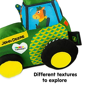 Lamaze John Deere Tractor Car Seat and Stroller Toy - Soft Baby Hanging Toys - Baby Crinkle Toys with High Contrast Colors - Baby Travel Toys Ages 0 Months and Up