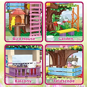 HOGOKIDS Tree House Building Toy with LED Light - 613PCS STEM Treehouse Girl Building Block Set with Fountain Animals, Birthday Gifts for Girls Boys Kids Ages 6 7 8 9 10 11 12+