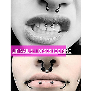Prjndjw 16g Lip Rings Stainless Steel Horseshoe Rings Eyebrow Rings Labret Monroe Lip Rings Nail Tragus Helix Earrings Studs Ring Medusa Piercing Jewelry 8mm 44 Pcs Glow in the Dark