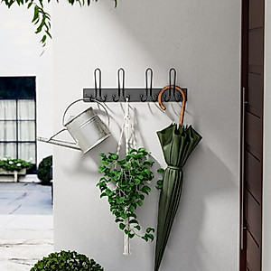 niffgaff Coat Rack Wall Mount - 4 Tri Coat Hooks Wall Mounted Hanging Coat, Jacket, Purse, Backpack, Clothes, Towel, Black Wall Hanger for Entryway, Bedroom, Bathroom, Living Room