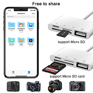 Anytrox SD TF Card Reader Adapter for iPhone/iPad,4 in 1 USB OTG Camera Connection Kits Adapter with SD TF Card Reader and Charge Adapter Compatible for iPhone/iPad,Support Newest iOS 16-White