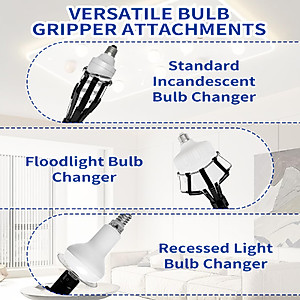 Run Pmy 12 FT Light Bulb Changer for High Ceilings, Light Bulb Changer with Pole, Telescopic Light Bulb Remover with Baskets and Suction Cup