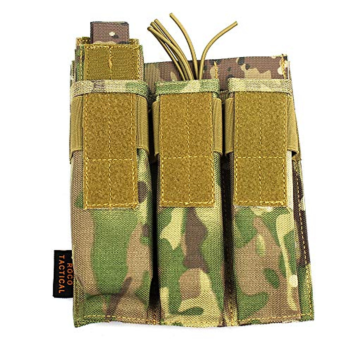 ROCOTACTICAL Tactical Molle Magazine Pouch, Open Top, Kriss Tactical Triple Mag Pouch, Molle Triple Tactical Mag Pouch (CP Multicam)