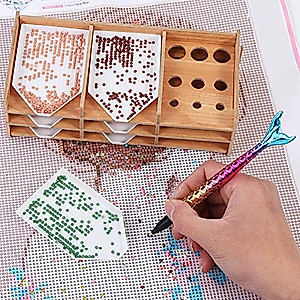 Delaman Diamond Painting Tool Storage Tray, 9 Grids Wood Diamond Painting Tray Organizer-Diamond Tools Storage Trays Multi for Women Ladies Beginner