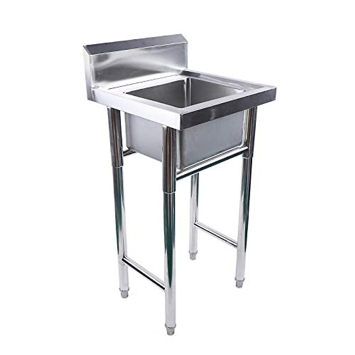 MANULOOT Stainless Steel Utility Sink, Single Bowl Kitchen Sink Commercial Sink, Free-standing Restaurant Sink, 19.69x19.69x31.5inch Outdoor Sink with Accessories, Industrial Sink with legs | US Stock