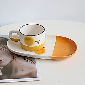 PSVOD Orange Strawberry Pattern Mug Hand-Painted Ceramic Coffee Mug Milk Coffee Cup Breakfast Cup Household Water Cup Couple Cup