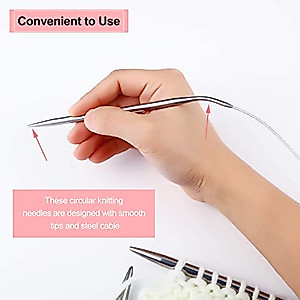 18 Pieces Circular Knitting Needles Set Stainless Steel Knitting Needles Size 2,3,4,5,6,8 mm for Any Weave DIY Lover or Beginner (31.5 Inch, 23.6 Inch, 16.9 Inch)