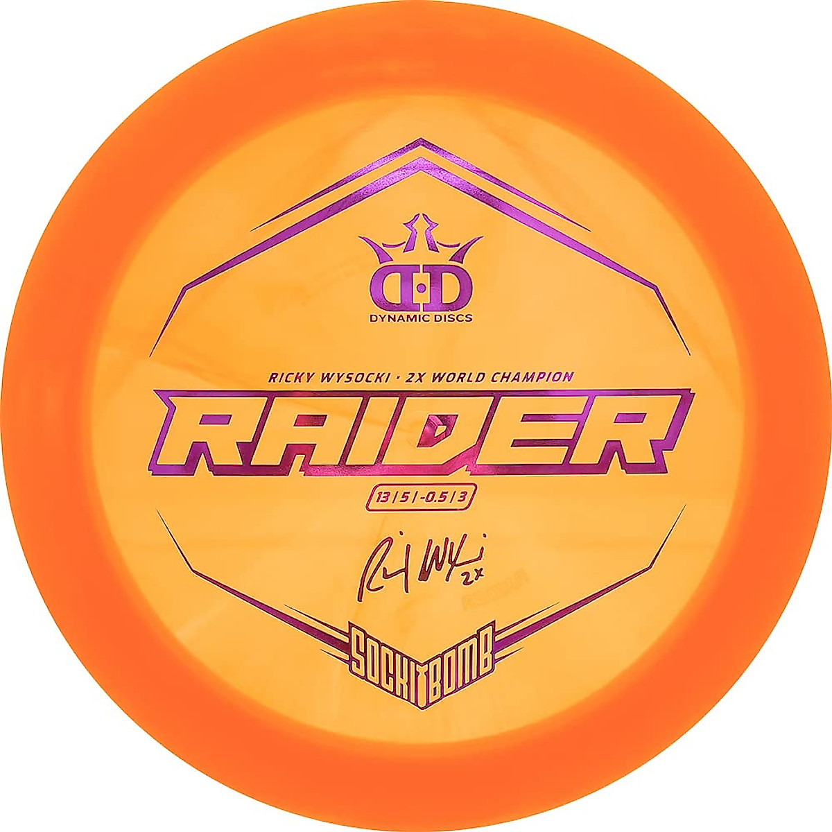 Dynamic Discs Limited Edition Ricky Wysocki Sockibomb Lucid Ice Raider Distance Driver Golf Disc [Colors May Vary] - 173-176g