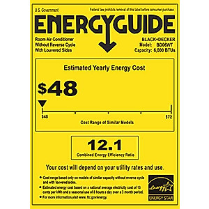 BLACK+DECKER BD06WT6 Window Air Conditioner with Remote Control, 6000 BTU, Cools Up to 250 Square Feet Energy Efficient, White