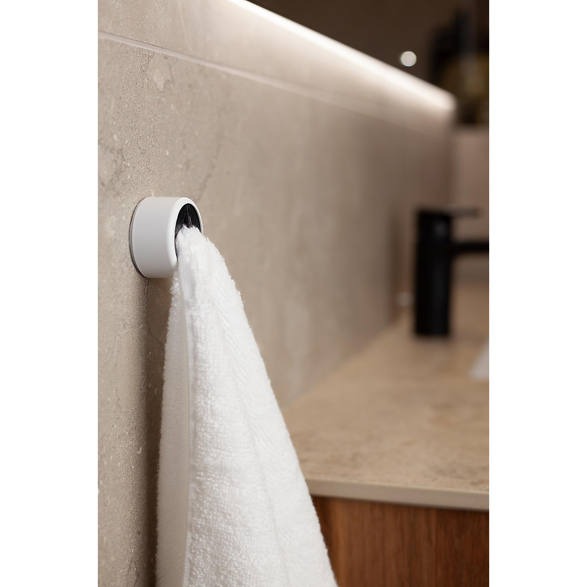 Original Kitchen Towel Holder/Hook with Adhesive to Hang Dish Towels, Tea Towels, Dishcloths, Rags and Hand Towels with a Push. Handy accessory for RV, Bathroom, Shower, Cabinets, Inside & Outside use