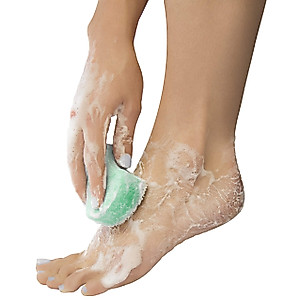 Spongables Pedi Scrub Foot Exfoliating 20+ Wash Sponge, Peppermint and Tea Tree, 3 Count