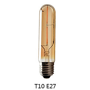Vintage Edison LED Bulb 4 Pack,T10/T30 LED Bulbs 2W Antique COB Tubular Filament LED Bulb Tubular Edison Style LED Filament Bulb T10,Dimmable,E27 Medium Base,Warm White 2300K,Amber Glass Cover