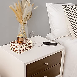 Babyletto Palma 2-Drawer Nightstand with USB Charging Port, Mid-Century, Warm White/Walnut