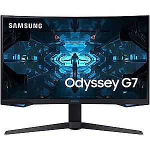SAMSUNG 27" Odyssey G7 Series WQHD (2560x1440) Gaming Monitor, 240Hz, Curved, 1ms, HDMI, G-Sync, FreeSync Premium Pro, LC27G75TQSNXZA, Blue