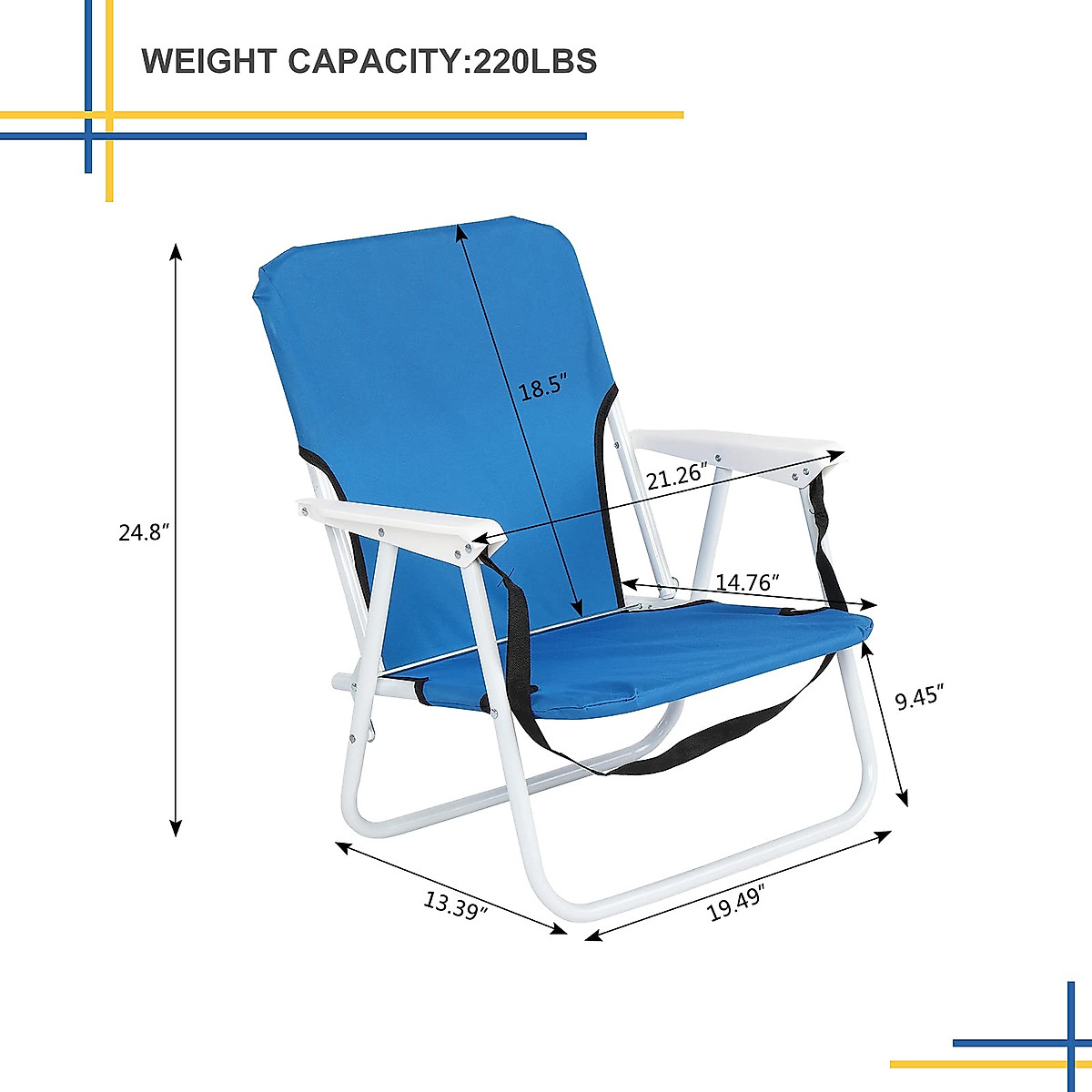 Kcelarec Outdoor Folding Lawn Chair, Concert Beach Folding Camping Chair Festival Sand Picni Chair