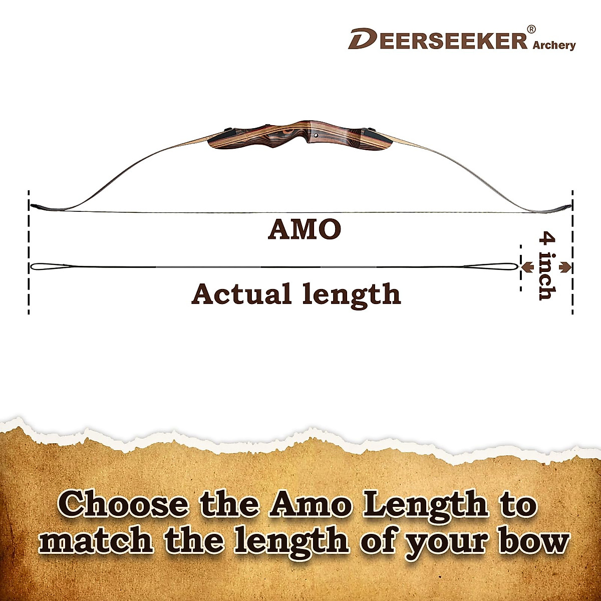 Deerseeker Recurve Bow String Set with 2 Nock Points Dacron Bowstrings Replacement Archery Accessories for Recurve Bow Traditional Longbow 12,14,16 Strands 48-70 inches (AMO 62"-16)