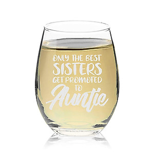 Veracco Only The Best Sister Get Promoted To Auntie Surprise Pregnancy Announcement Birthday Gifts Wine Lover Party Favor Stemless Glass (Clear, Glass)