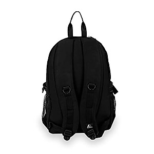 Everest Luggage Backpack with Dual Mesh Pocket, Black, Black, One Size