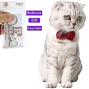 Bolbove Adjustable Formal Pet Bowtie Collar Neck Tie for Dogs & Cats (Small, Red)