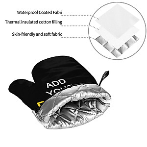 Personalized Heat Resistant Oven Mitts and Pot Holders Custom Picture Logo Text Customized Personalized Non-Slip Oven Mitt Set for Kitchen Cooking Baking Grilling Glove and Safe Mats Gift