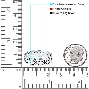 Blue Apple Co. Sterling Silver Size-7 Celtic Smiley Face Plain Oxidized Band Statement Fashion Thumb Ring 925 Sterling Silver