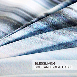 BlessLiving 3 Piece Liquid Marble Bedding Set Black White Bedding Cool Yellow Marble Duvet Cover for Adults Teens Kids (Queen)