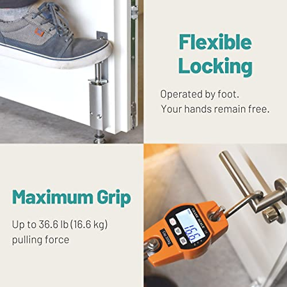 Kickdown Door Stop - Heavy Duty Door Stopper with Kick Down Step - Foot Operated Door Holder for Outdoor and Commercial Use