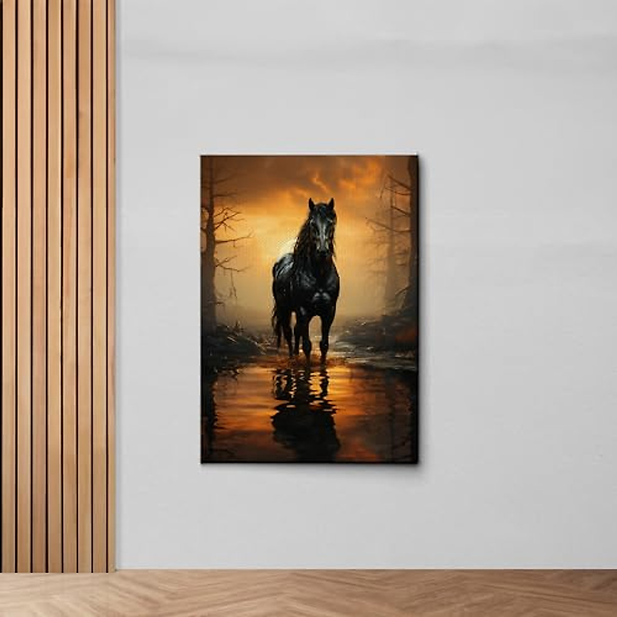 Majestic Black Stallion Galloping In The Clouds, Black Horse On Salt Flats, Canvas Print, Black Horse Print, Black Horse Wall Art, Wall Art, Home Decor