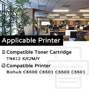 RIOMAN TN612 Toner Cartridge Compatible Replacement for Konica Minolta TN612 to Use with Bizhub C6500 C6501 C5500 C5501 Toner Printer Black