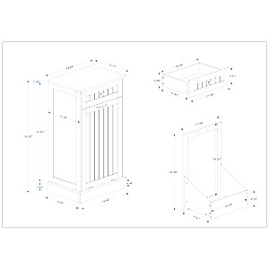 MiHunnor Wooden Simple style Kitchen Trash Cabinet, Wooden Frame with Drawers and Tilt-Out Trash Cabinet for 10 Gallon Trash Cans 19.69'' W x 13.78'' D x 35.43'' H (White-021)