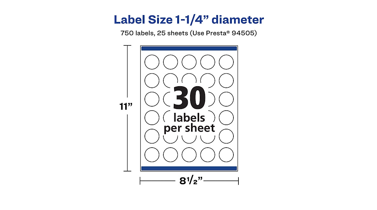 Avery Matte White Round Labels with Sure Feed - 750 Printable Labels