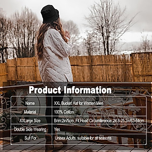 Oversize XXL Cotton Bucket Hat, Unisex Reversible Trendy Fisherman Hats, Double Side Wear Fishing Hat Summer Sun Hat