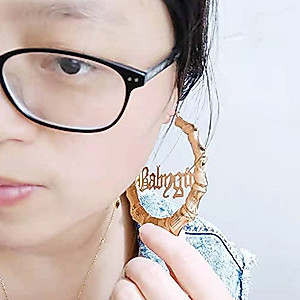 Old English Font Word 9cm elegant Large Bamboo Earrings Hip-Pop Style Fashion Party Accessory